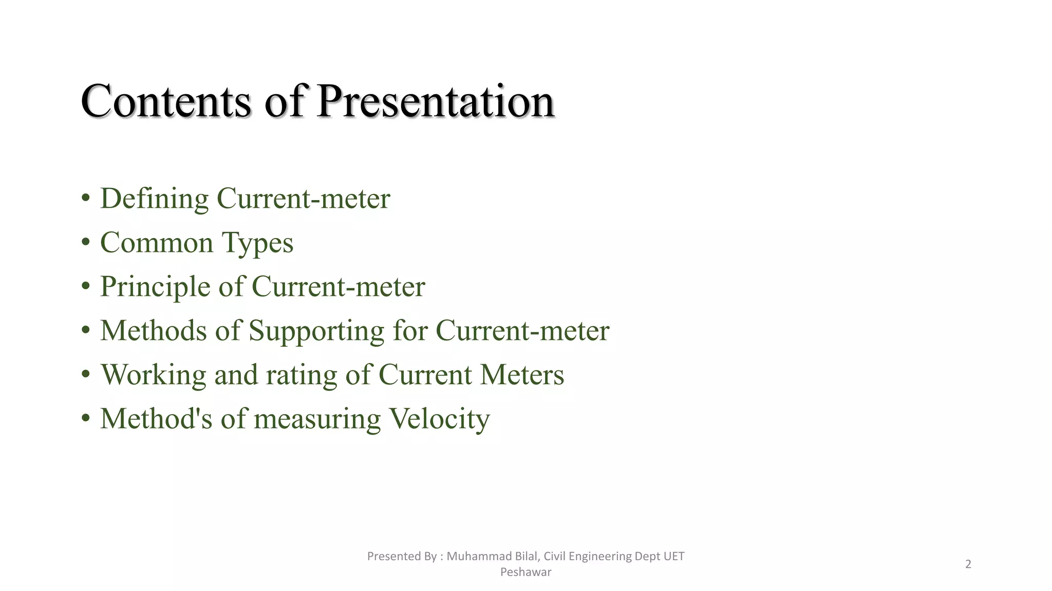 Velocity measurement using current meter | PDF