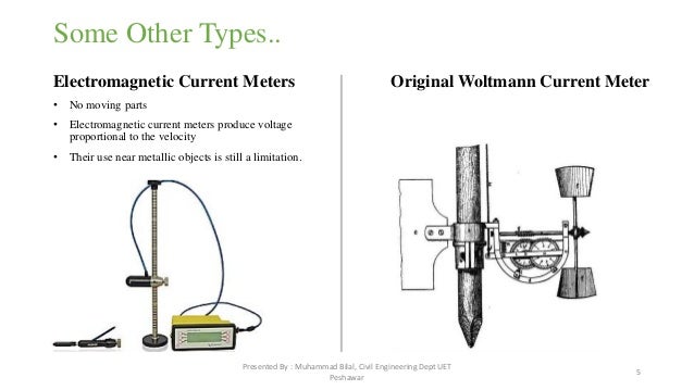 Velocity measurement using current meter