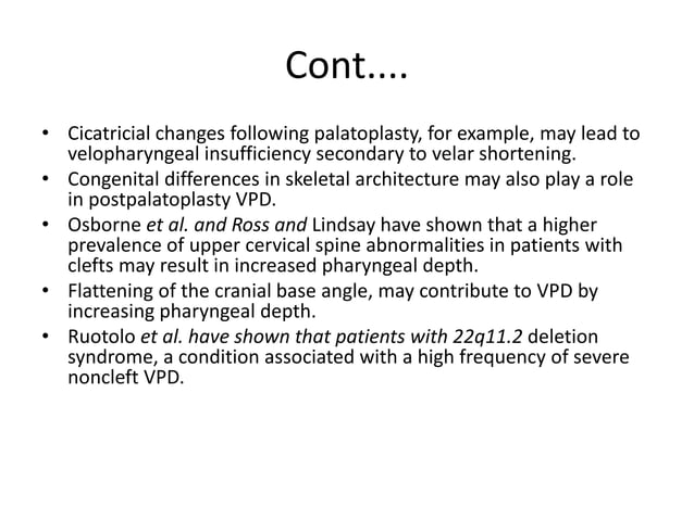 Velopharyngeal dysfunction (VPD) | PPTX | Ear, Nose and Throat Conditions | Diseases and Conditions