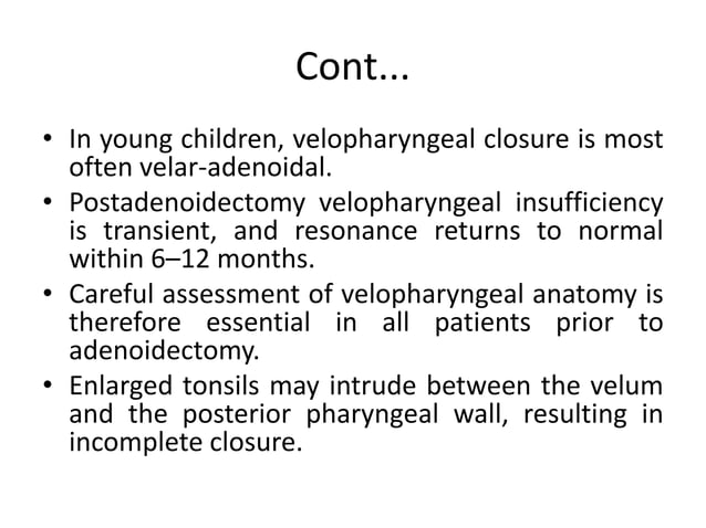 Velopharyngeal dysfunction (VPD) | PPTX | Ear, Nose and Throat Conditions | Diseases and Conditions