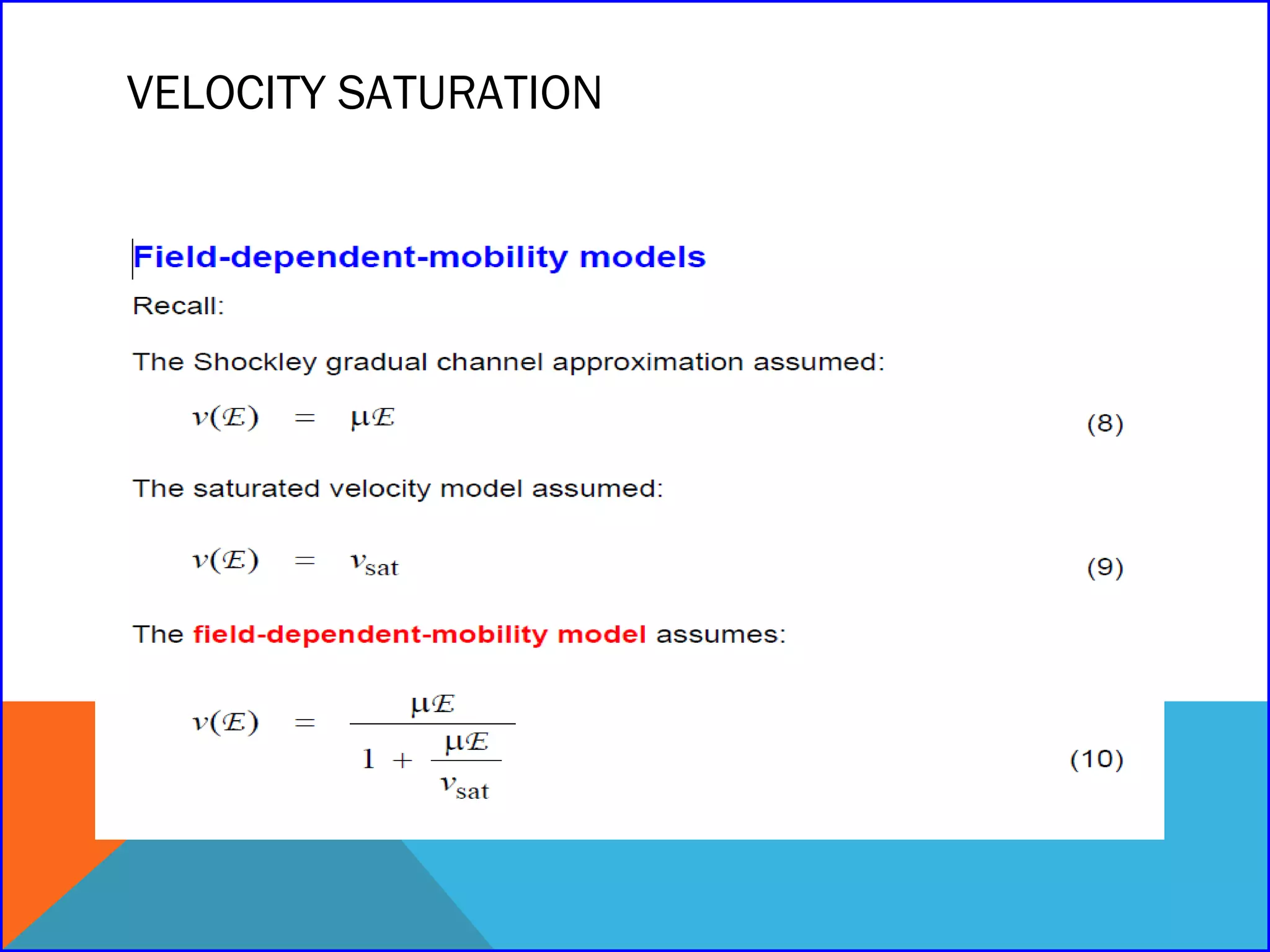 Velosity saturation | PPT