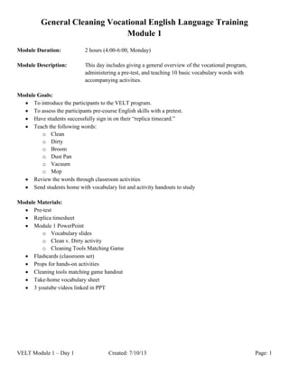 VELT Module 1 Lesson Plan | DOCX