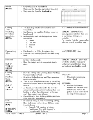 VELT Module 1 Lesson Plan | DOCX