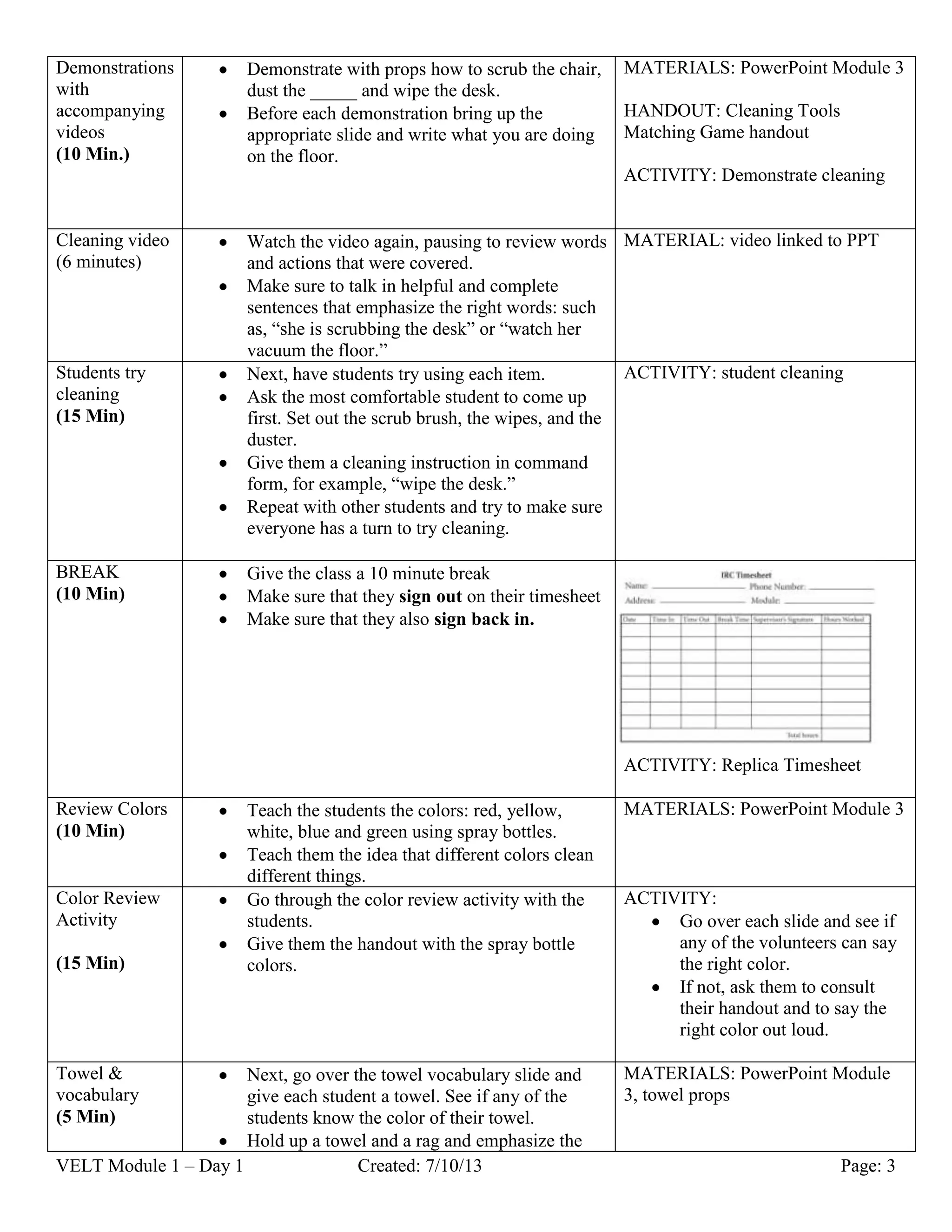 VELT Module 3 Lesson Plan | DOCX