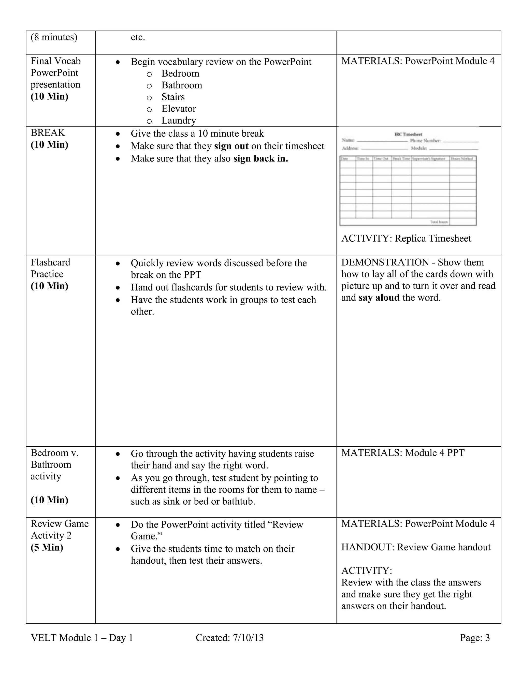 VELT Module 4 Lesson Plan | PDF