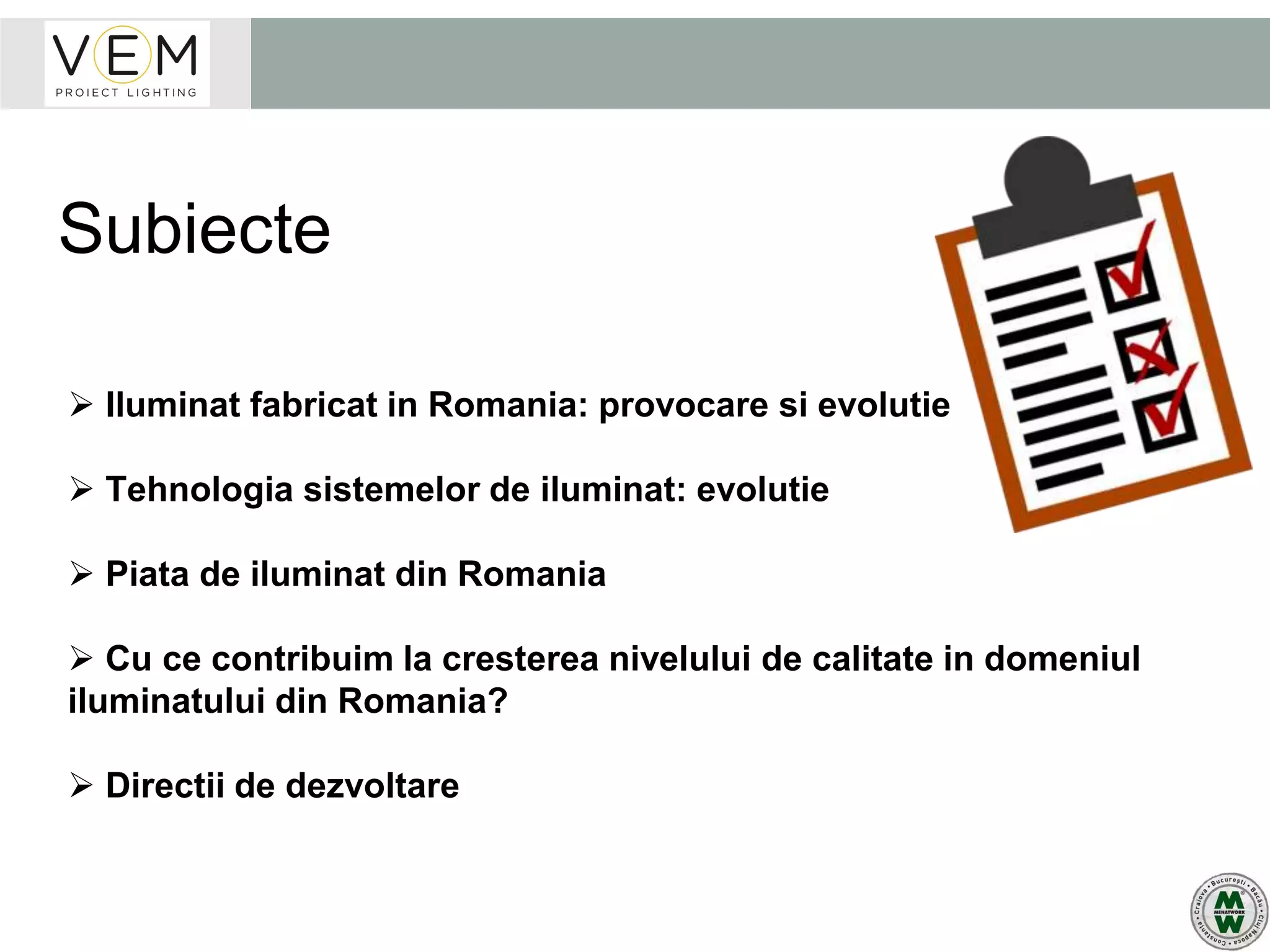 Vem proiect lighting iluminat profesional | PPT