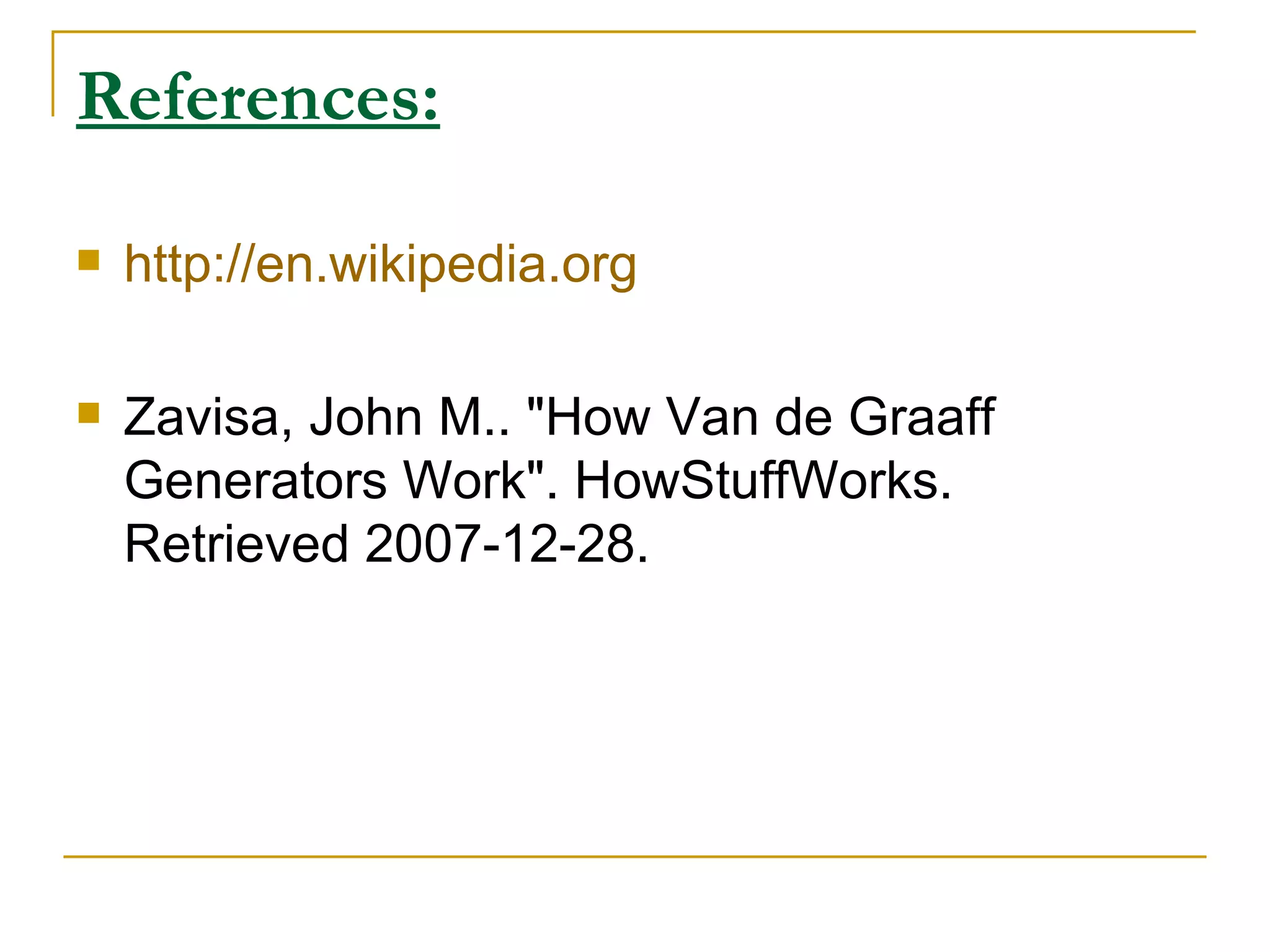 Ven de graaff generator 745 | PPT
