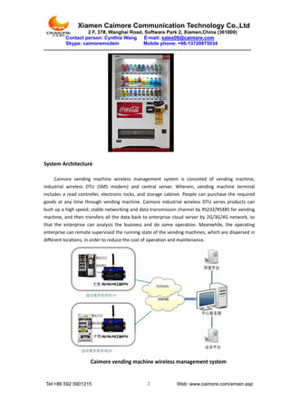 Vending machine wireless management solution based on industrial 2 g 3g ...