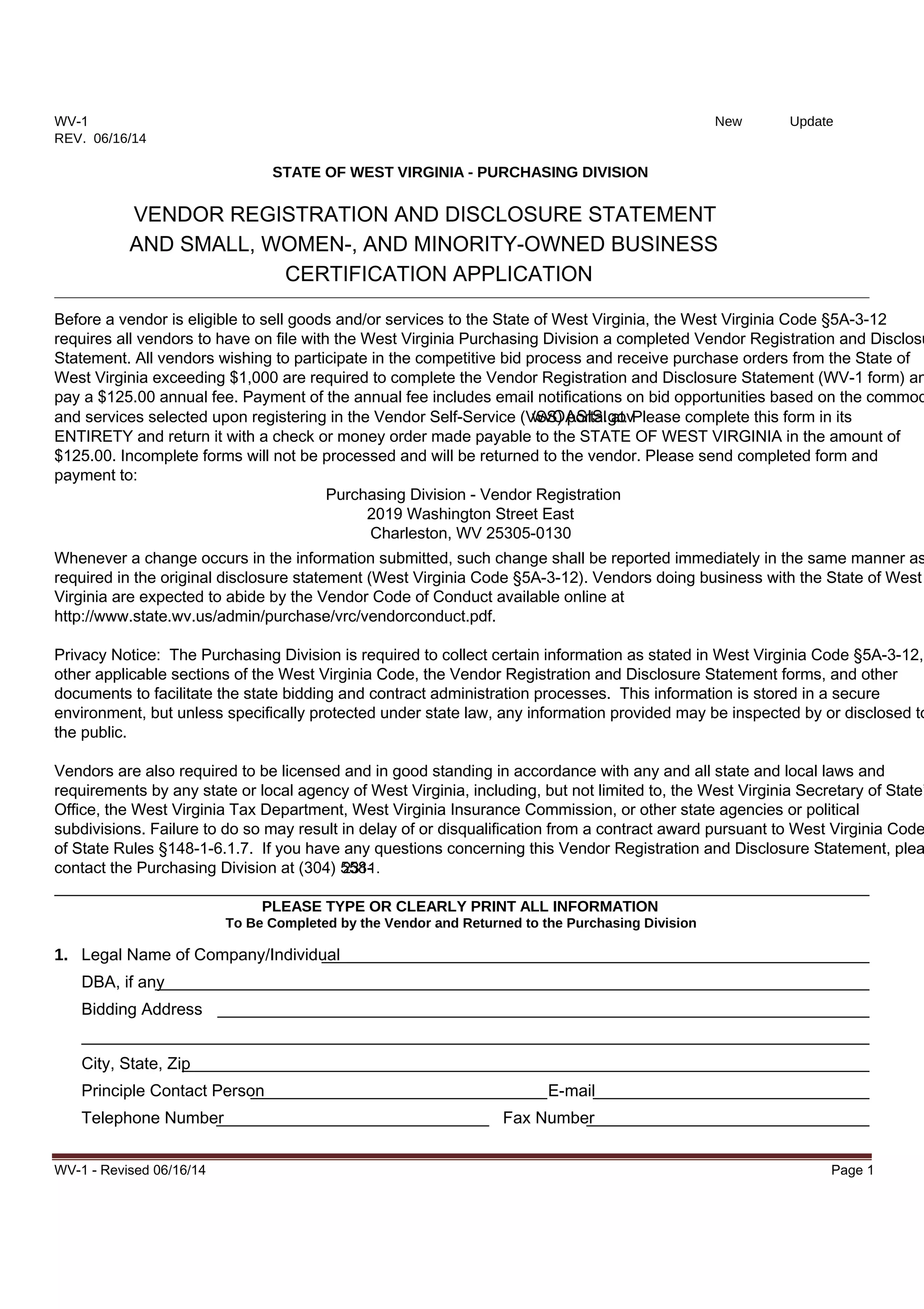 Vendor Application Form | PDF