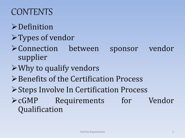 Vendor certification | PPTX