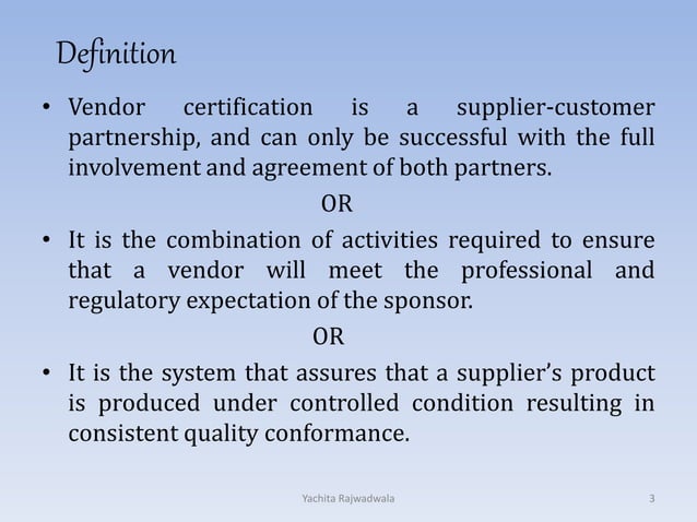 Vendor certification | PPTX