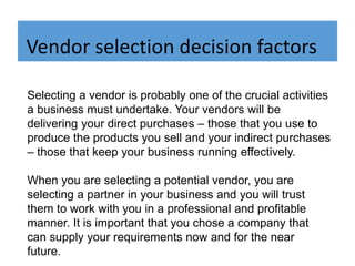 Vendordevelopment 130810044738-phpapp01 | PPTX