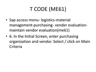 sap mm Vendor evaluation | PPTX