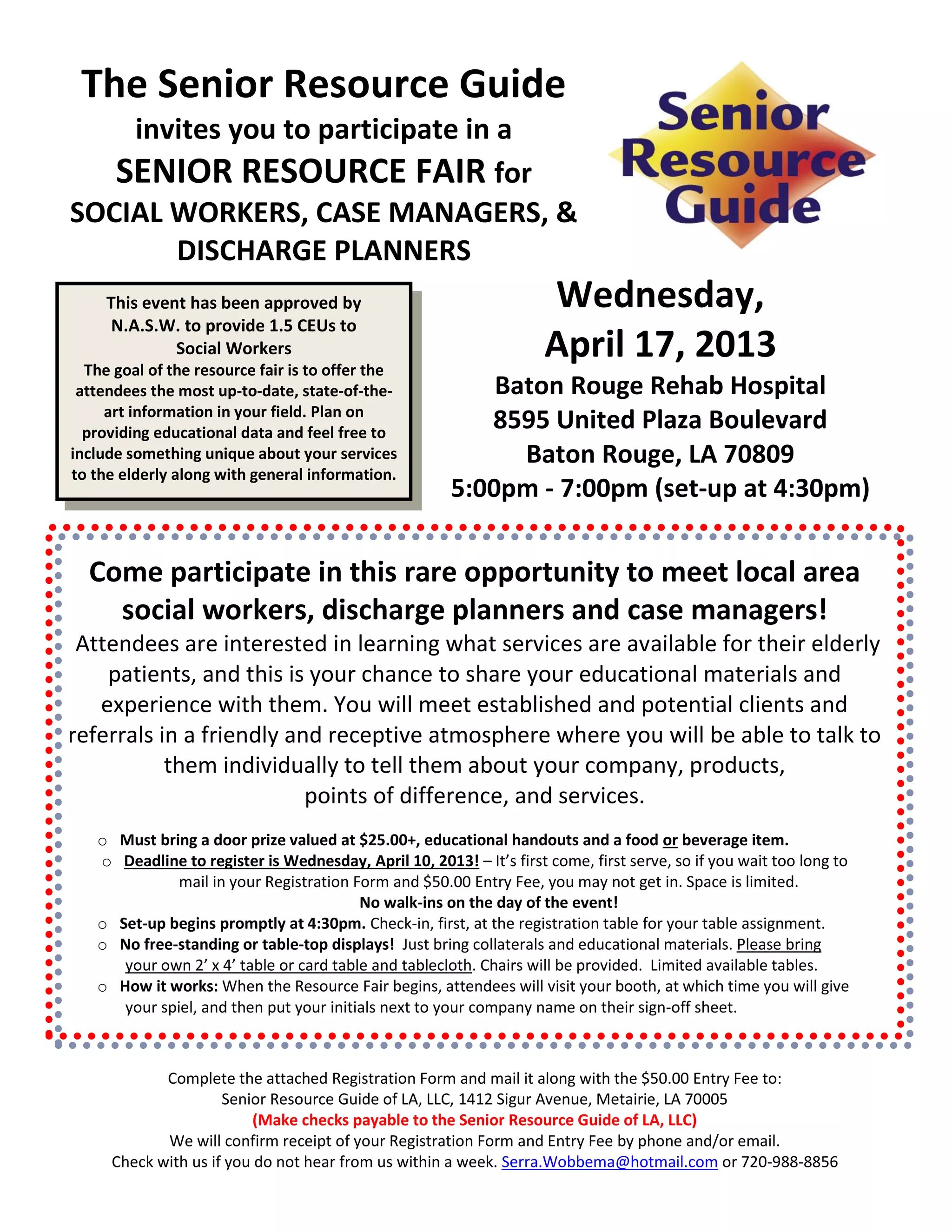 Vendor flyer for senior resource fair | PDF