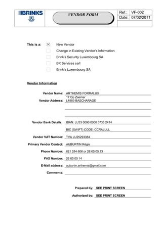 Vendor form vf 002. complété doc | DOC