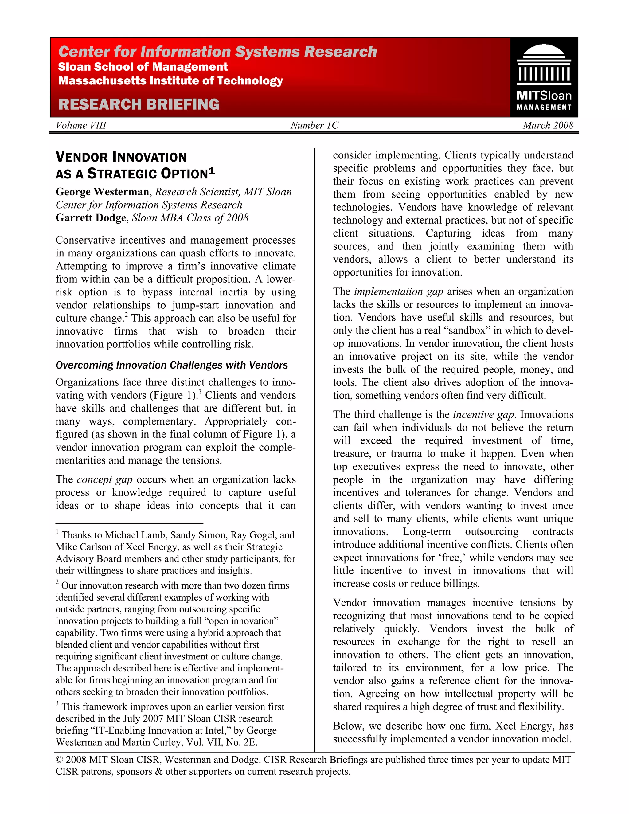 Vendor Driven Innovation | PDF | Business Utilities | Business