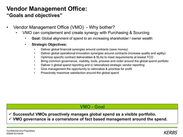 Vendor Management Office (VMO) | PPT | Business Operations | Business