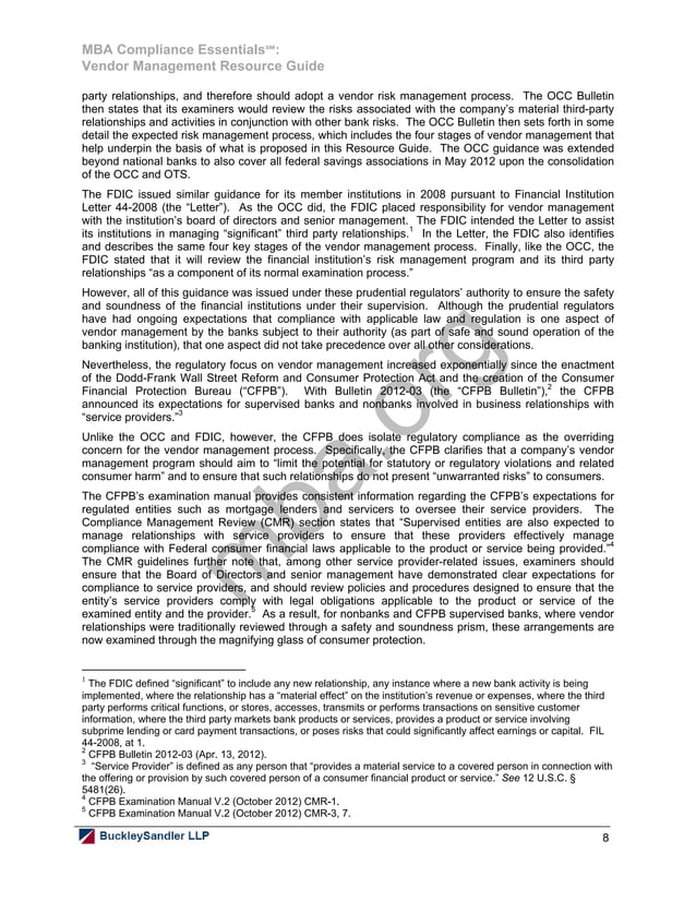 MBA Compliance Essentials: Vendor Management Resource Guide | PDF