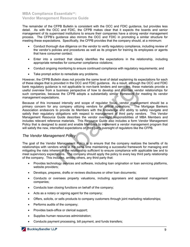 MBA Compliance Essentials: Vendor Management Resource Guide | PDF