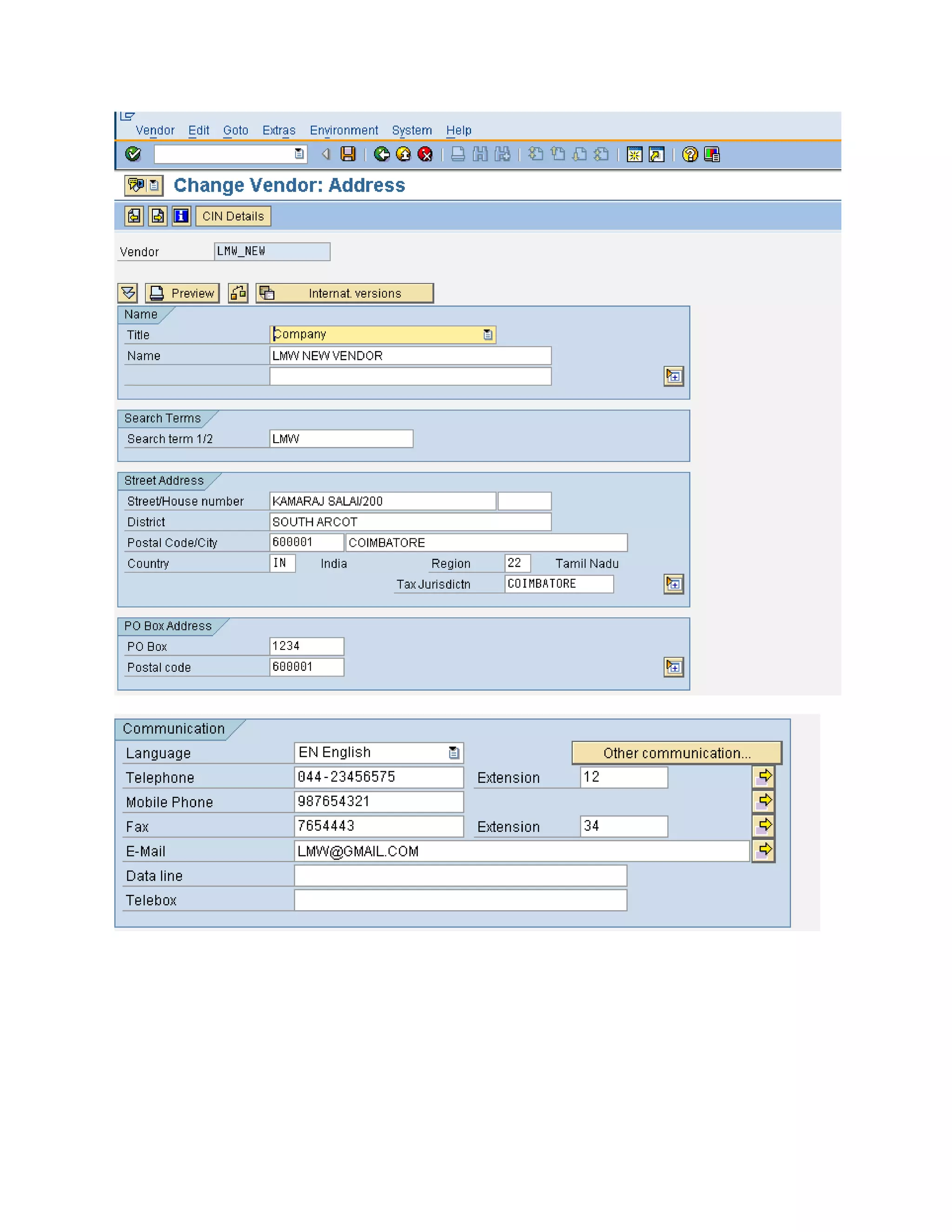 SAP Vendor master - An Example | DOCX