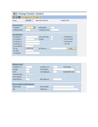 SAP Vendor master - An Example | DOCX