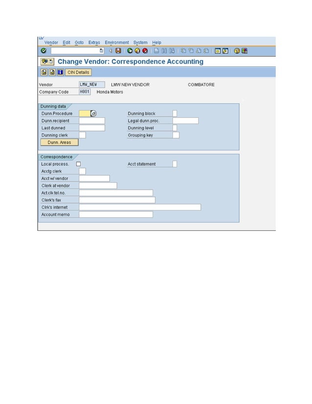 SAP Vendor master - An Example | DOCX
