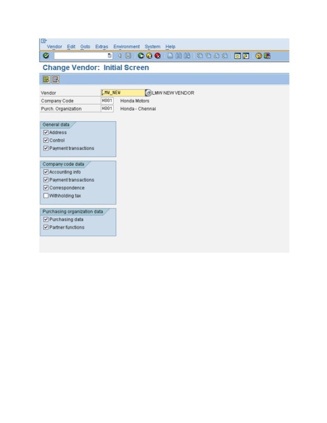 SAP Vendor master - An Example