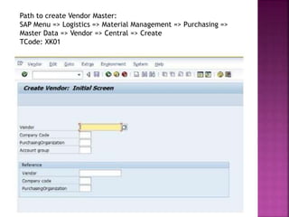 SAP MM Vendor master | PPTX
