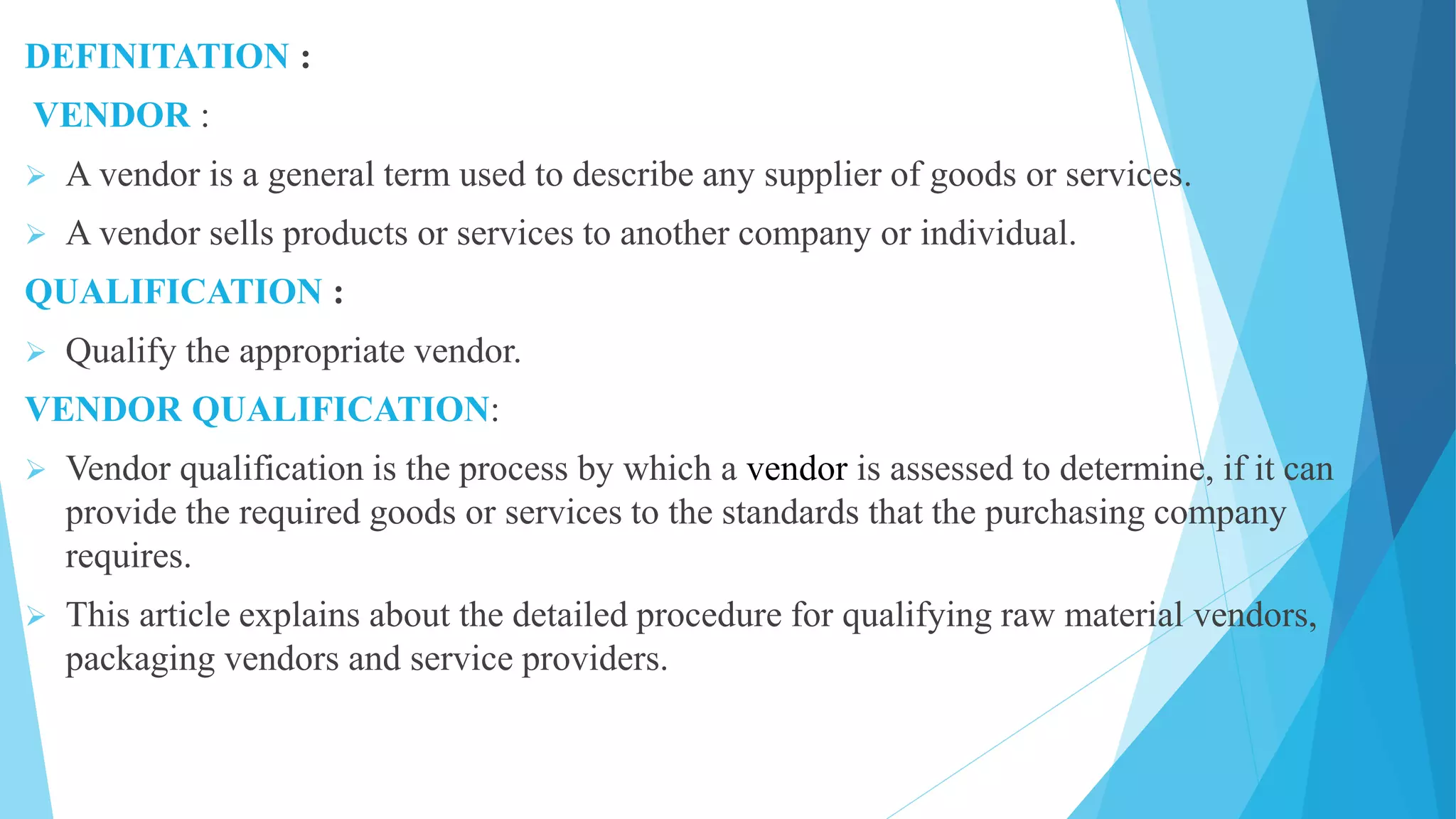 Vendor qualification | PPTX