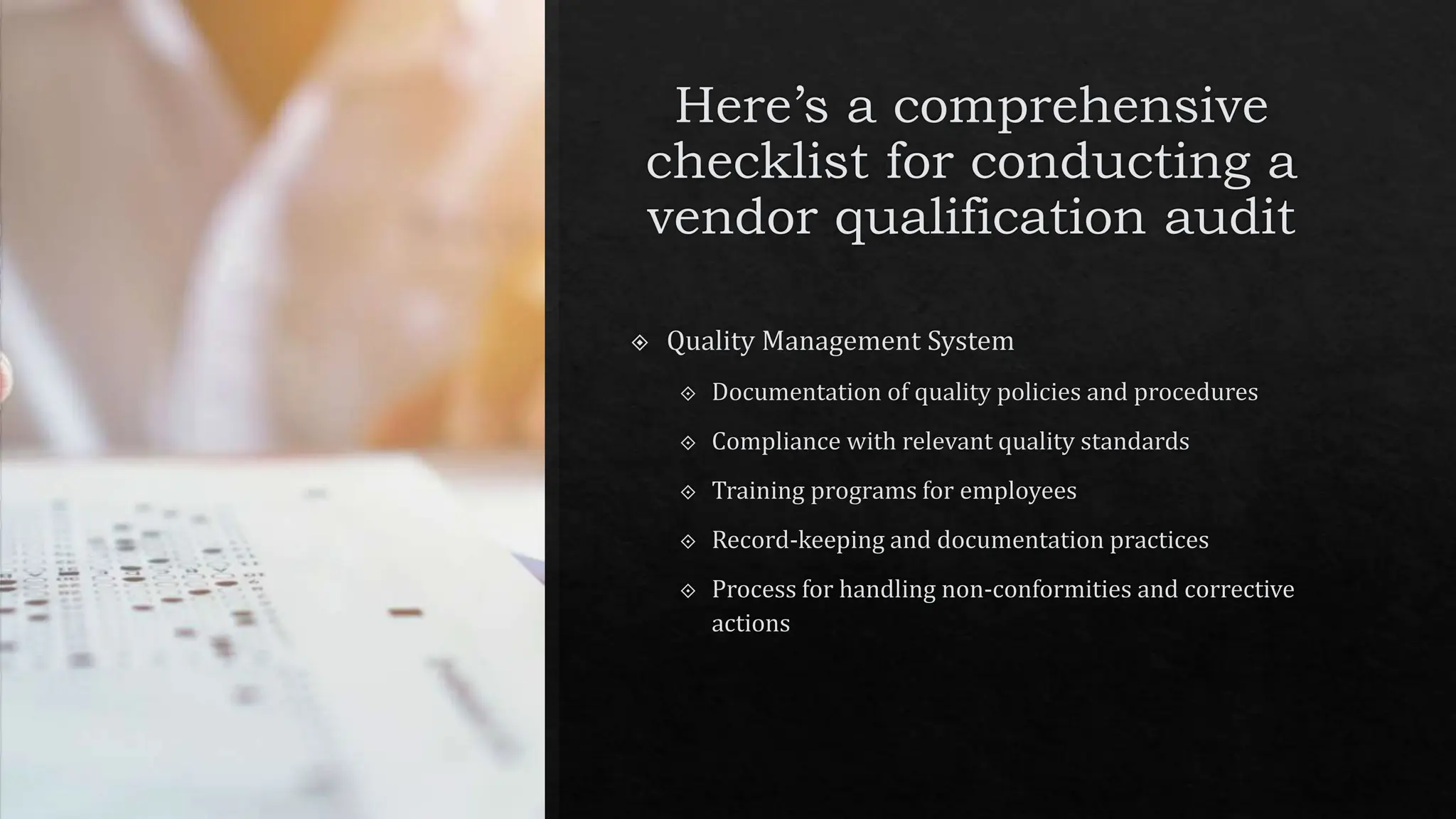 Vendor qualification audit with eAuditor | PPTX