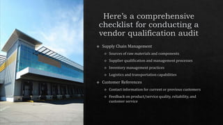 Vendor qualification audit with eAuditor | PPTX