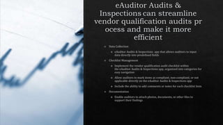 Vendor qualification audit with eAuditor | PPTX