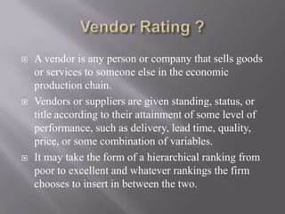 Vendor rating | PPT | Free Download