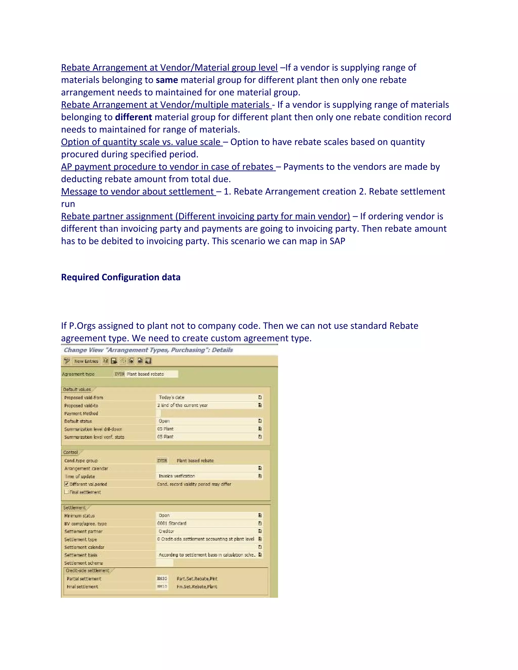 Vendor rebate process and settings | DOC
