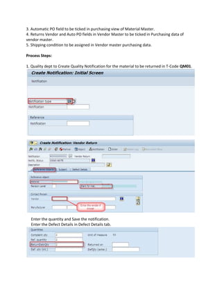 Vendor return through quality notification | DOC