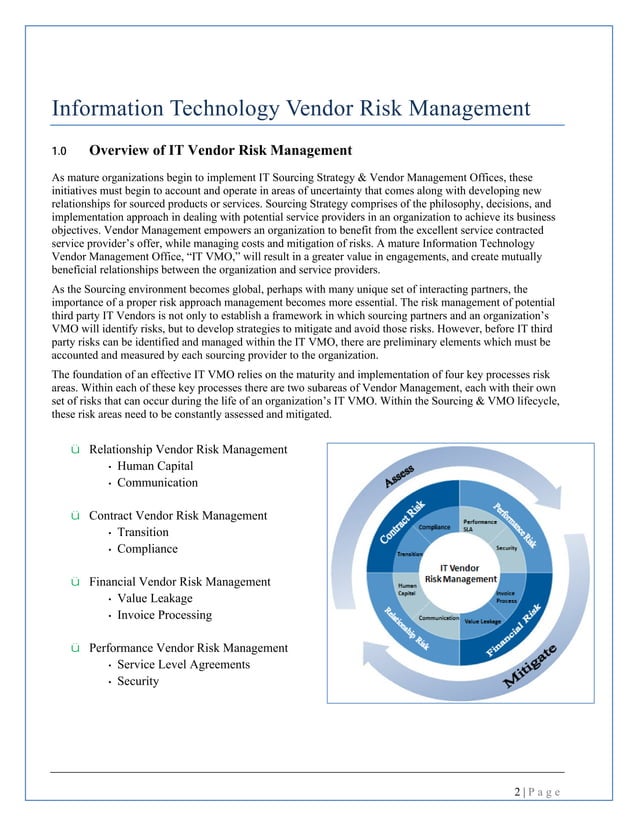 Information Technology Vendor Risk Management | PDF