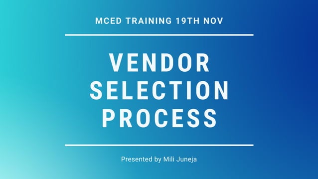 Vendor selection process | PDF