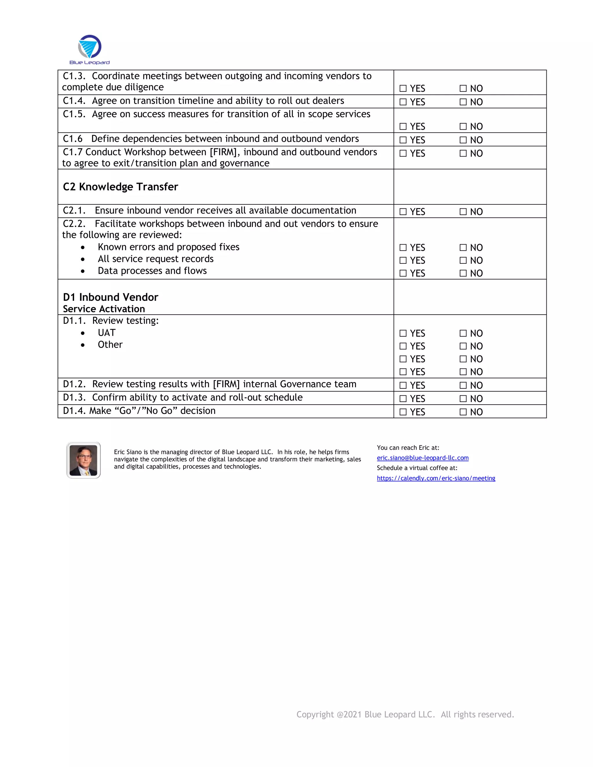 Vendor transition checklist final | PDF