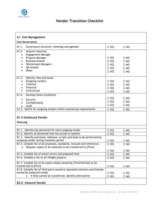 Vendor transition checklist final | PDF | Business | Business and Finance