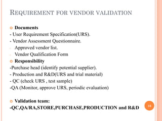 Vendor validation,requirement for vendor validation. | PDF