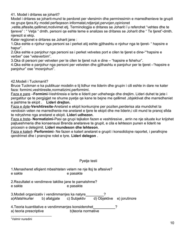 Vendimmarrja Menaxheriale- pyetje dhe pergjegjje | DOC