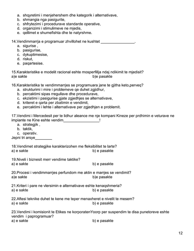 Vendimmarrja Menaxheriale- pyetje dhe pergjegjje | DOC