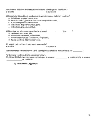 Vendimmarrja Menaxheriale- pyetje dhe pergjegjje | DOC