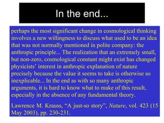 The anthropic principle: science, philosophy or guesswork? | PPT