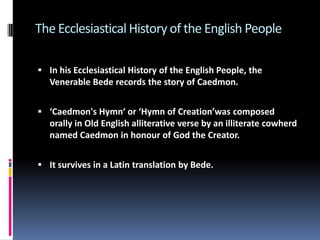 Venerable bede and ecclesiastical h | PPTX