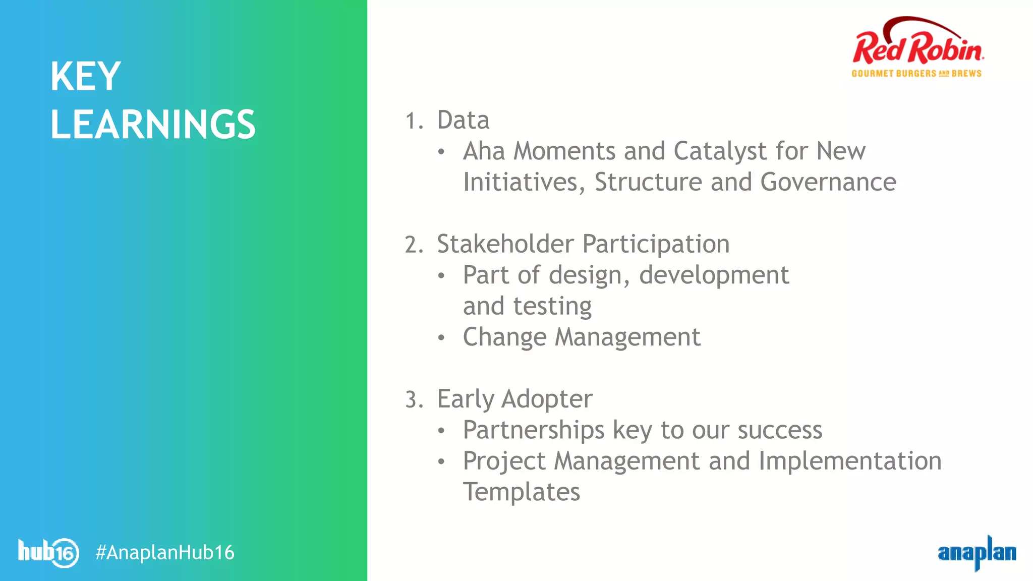 Developing an Anaplan roadmap beyond P&L planning: Red Robin’s Anaplan journey through Finance ...