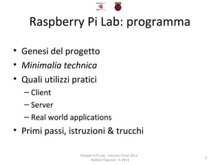 Venezia Camp 2013 Raspberry Pi Lab | PPT