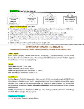 Chalukya of Vengi Dynasty | DOCX