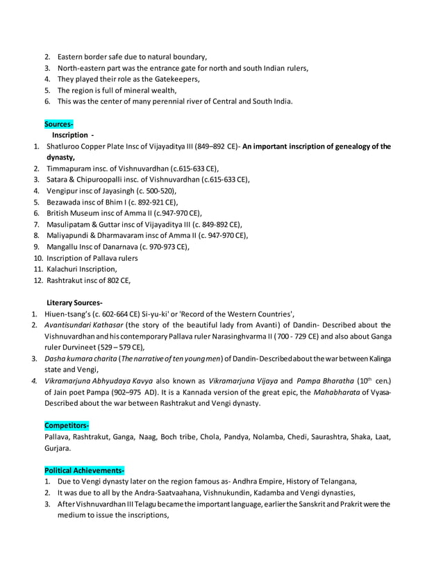 Chalukya of Vengi Dynasty | DOCX | Asia Travel | Travel Locations