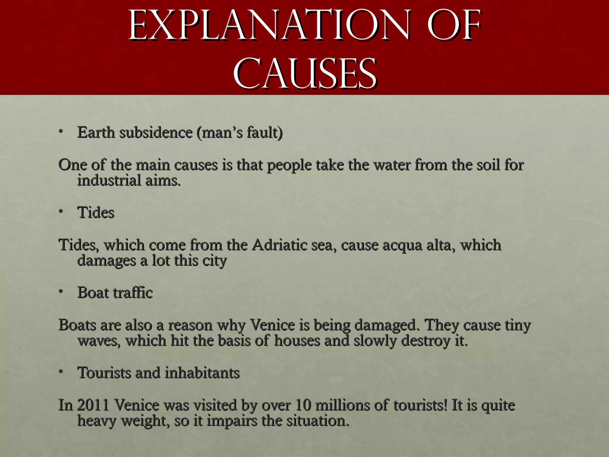 Venice. Problem of drowning | PPT | Geography | Science